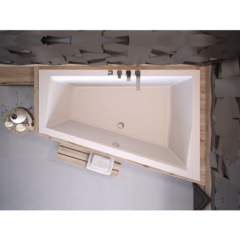 Baignoire asymétrique blanche encastrée - INTIMA DUO SLIM - 170 x 125 - droite