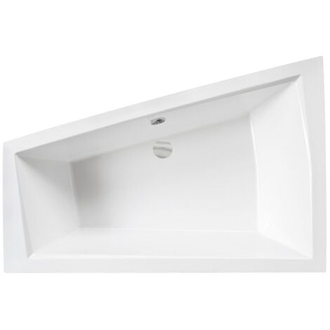 Baignoire asymétrique blanche + tablier noir + repose tête - 180 x 125 - Droite - INTIMA DUO