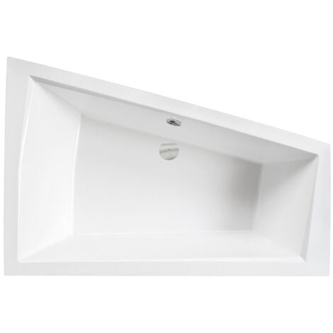 Baignoire asymétrique blanche + tablier noir + repose tête - 170 x 125 - Gauche - INTIMA DUO