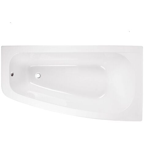 Baignoire asymétrique blanche + tablier noir + repose tête - LUNA - 150 x 80 - Droite