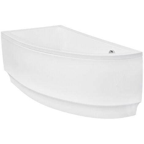 Baignoire asymétrique blanche + tablier noir + repose tête - PRAKTIKA - 140 x 70 - Droite