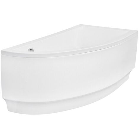 Baignoire asymétrique blanche + tablier noir + repose tête - PRAKTIKA - 150 x 70 - Gauche