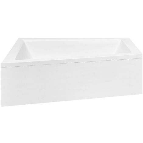 Baignoire asymétrique blanche + tablier noir + repose tête - 160 x 90 - Gauche - INTIMA