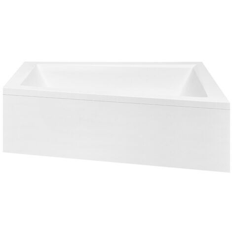 Baignoire asymétrique blanche + tablier noir + repose tête - 160 x 90 - Droite - INTIMA