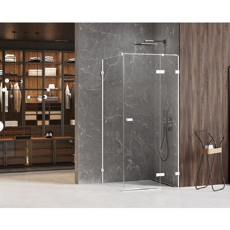 Cabine de douche blanc 80x110cm,pivotante droite SANTORINI WHITE, acces ...
