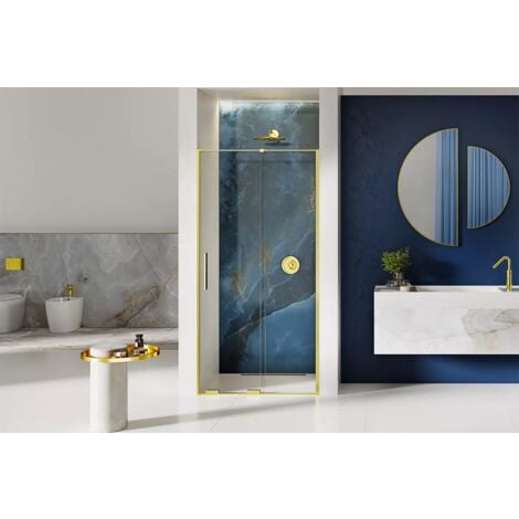 Porte de douche dorée 100 cm 2 volets coulissante gauche HAWAII GOLD