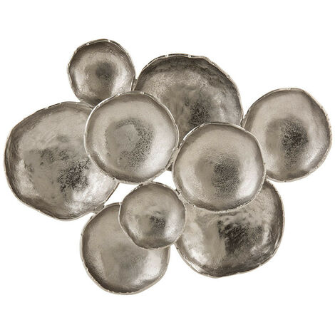 Decoration Murale 9 Cercles Aluminium Argent