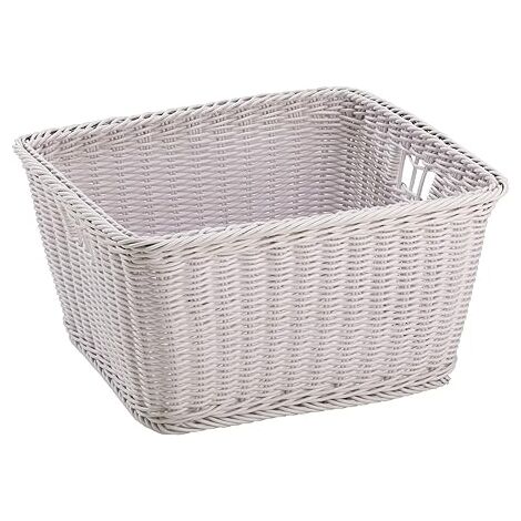King Home 'JOY' WEISSER SYNTHETISCHER VIMINI-KORB 40x34,5x22h cm