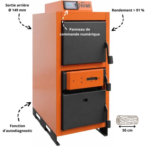 Chaudière bois à gazéification CGF PRO 32 kW Ferroli