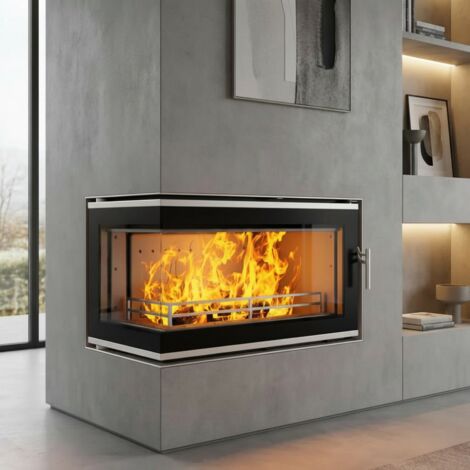 Insert à bois d'angle vitre gauche W16 LB ECO 13,5 KW KAWMET