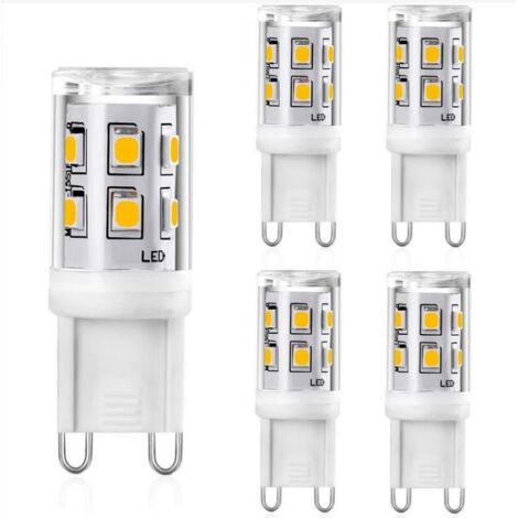 Lot de 5 G9 LED 2W, 20W G9 Halogènes Equivalente, 200lm Blanc Chaud 3000K Ampoule Led G9 Lampe ...