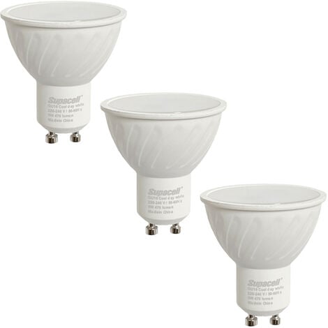 Litecraft Light Bulb GU10 5W 6500K Cool White Non Dimmable LED in White - 3 Pack