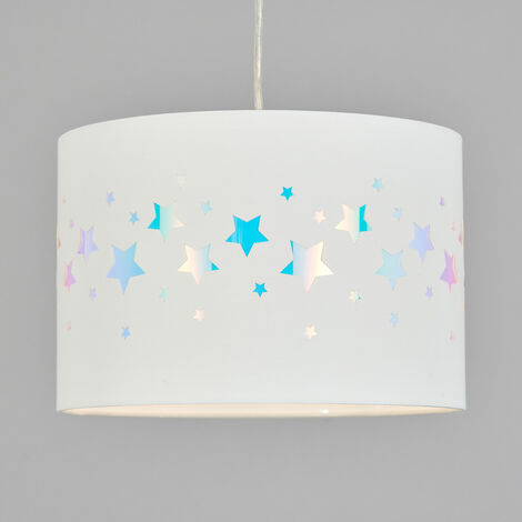 Litecraft Glow Light Shade Iridescent Stars Easy Fit Ceiling Lampshade ...