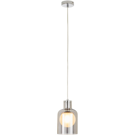 Litecraft Ceiling Pendant 1 Light With Smoke Tint Glass Shade ...