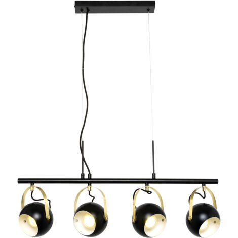 Litecraft Eyeball Ceiling Pendant Bar Adjustable 4 Light - Black, Satin ...
