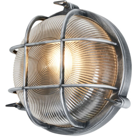 Litecraft Remy Wall Light Outdoor IP44 Rated Caged Round Bulkhead ...
