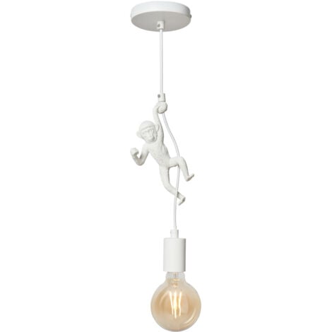 Litecraft Oliver Ceiling Pendant Hanging Monkey Styled E27 1 Light - White
