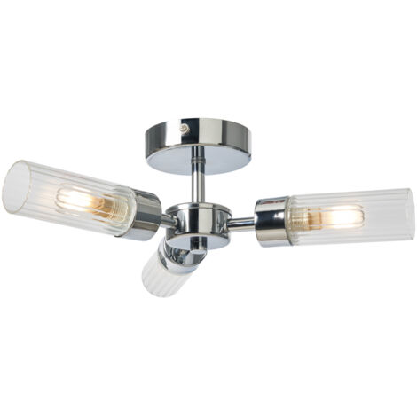 Litecraft Mavis Ceiling Light Bathroom IP44 Rated Semi Flush - Polished Chrome