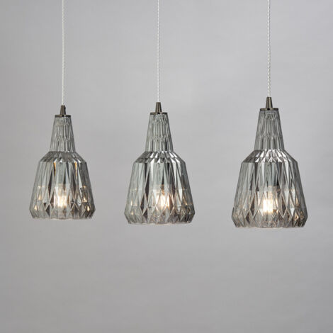 Visconte Mikael Ceiling Pendant Bar Faceted Glass Shaded 3 Light ...