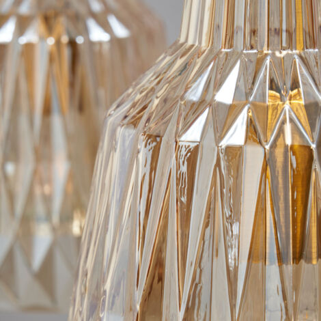 Visconte Mikael Ceiling Pendant Bar Faceted Glass Shaded 3 Light ...
