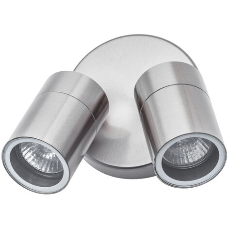 Litecraft Kenn Wall Spotlight Outdoor Adjustable Twin Light - Stainless ...