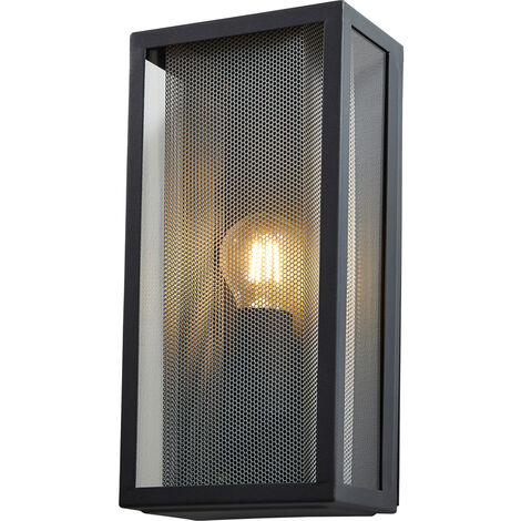 Litecraft Merlin Wall Light Outdoor Lantern With Silver Mesh Insert ...