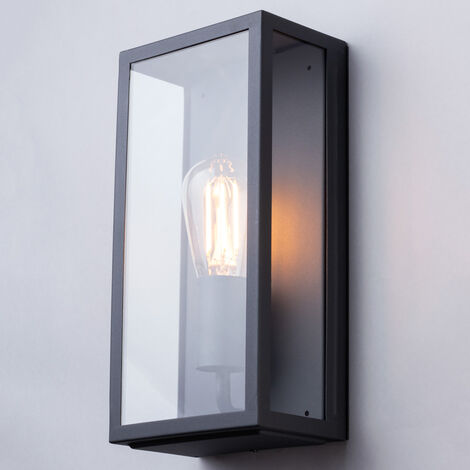 Litecraft Mersey Wall Light Outdoor Box Lantern IP44 Garden Fitting ...