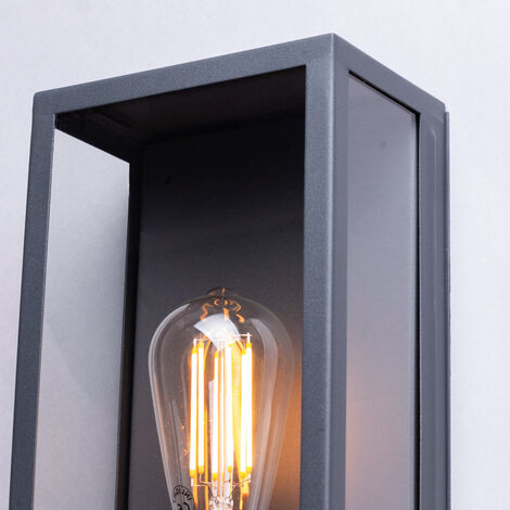 Litecraft Mersey Wall Light Outdoor Box Lantern IP44 Garden Fitting ...
