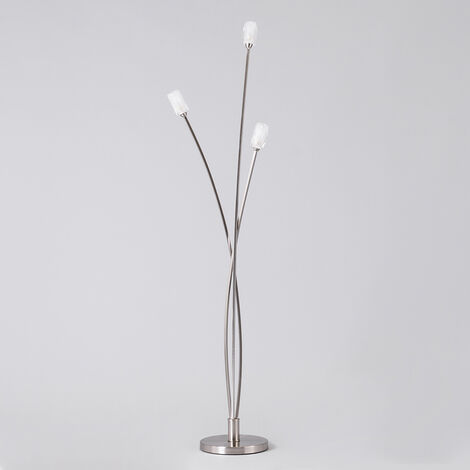 Litecraft Macti Floor Lamp 3 Arm Base With Cut Glass Shades - Satin Nickel