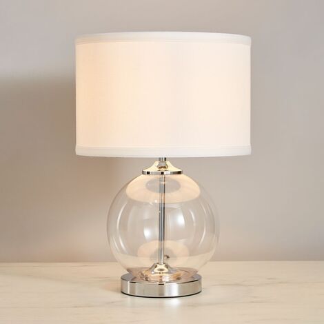 Litecraft Rhonda Table Lamp Small Globe Glass Base With White Shade ...