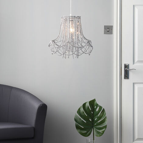 Litecraft Light Shade Beaded Easy Fit Ceiling Lampshade - Smoke Tint