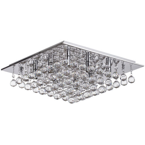 Litecraft Galaxy Ceiling Light Square Flush Mounted Fitting - Polished ...