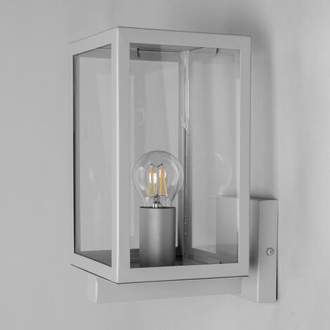 Litecraft Cetus Wall Light Glass Panel Box Lantern Outdoor IP44 Fitting ...