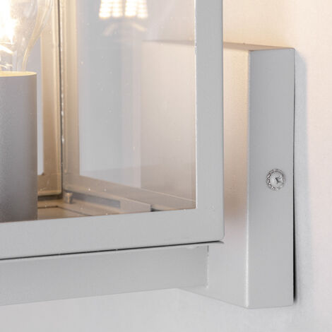Litecraft Cetus Wall Light Glass Panel Box Lantern Outdoor IP44 Fitting ...