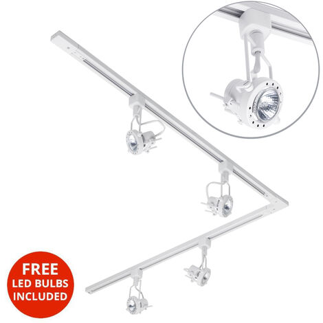 Litecraft 2M L Shape Track Light With 4 Greenwich Fixture & LED Bulbs ...