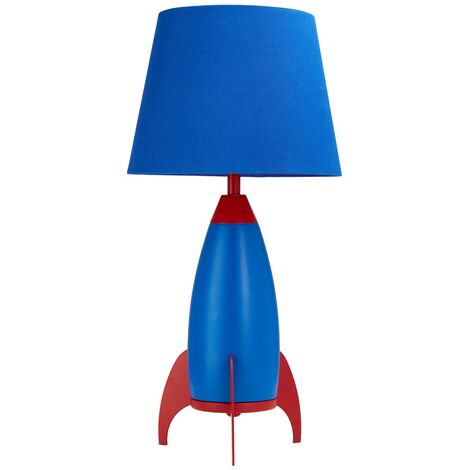 Litecraft Glow Rocket Table Lamp With Tapered Fabric Shade - Blue, Red