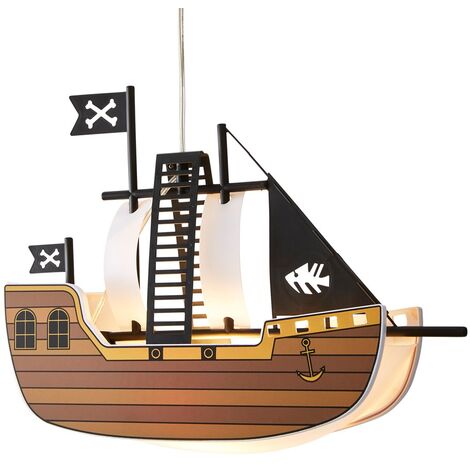 Litecraft Glow Pirate Ship Ceiling Pendant Children's Lighting - Brown ...