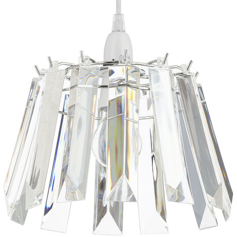 Litecraft Layka Light Shade Easy Fit Crystal Effect Ceiling Pendant - Clear