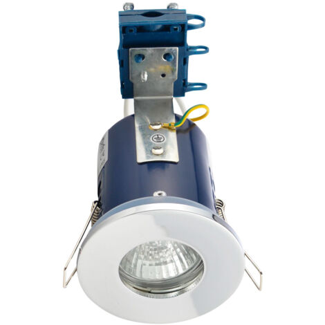 Litecraft Recessed Downlight Fire Rated Fixed Spotlight in Chrome - 2 Pack