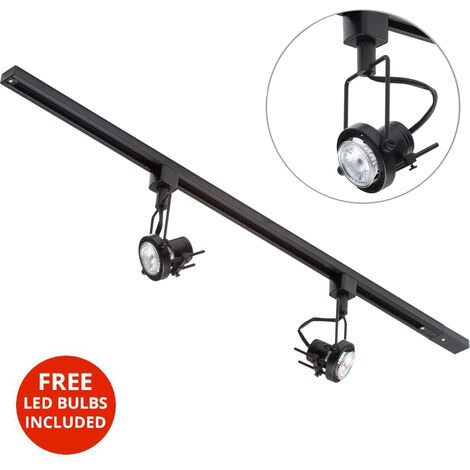 Litecraft 1M Kitchen Track Light With 2 Greenwich Fixture & LED Bulbs ...