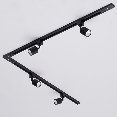 Litecraft 2M L Shape Track Light With 4 Soho Fixture & LED Bulbs - Black