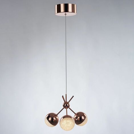 Visconte Corona Ceiling Pendant 3 Light with Sparkle Ball Shades - Copper