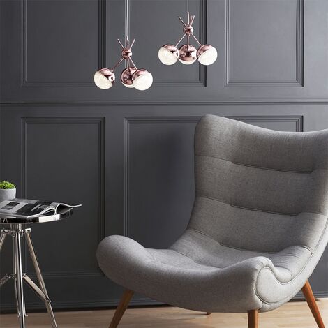 Visconte Corona Ceiling Pendant 3 Light with Sparkle Ball Shades - Copper