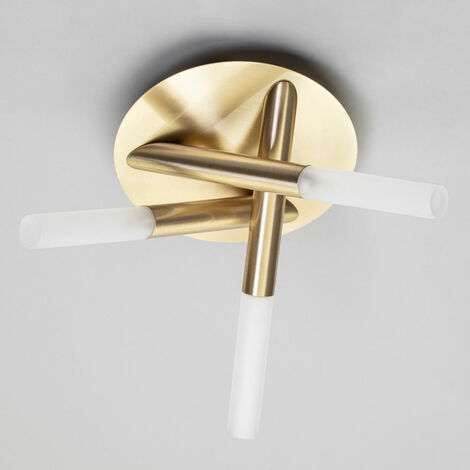 Litecraft Cross Ceiling Light Semi Flush IP44 Bathroom 3 Arm - Satin Brass