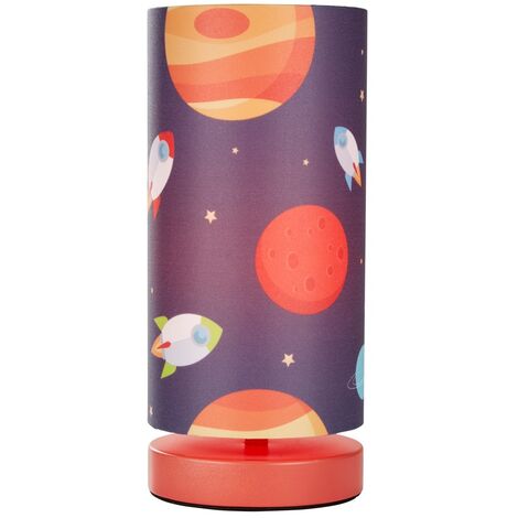 Litecraft Glow Outer Space Table Lamp With Multicoloured Cylinder Shade ...