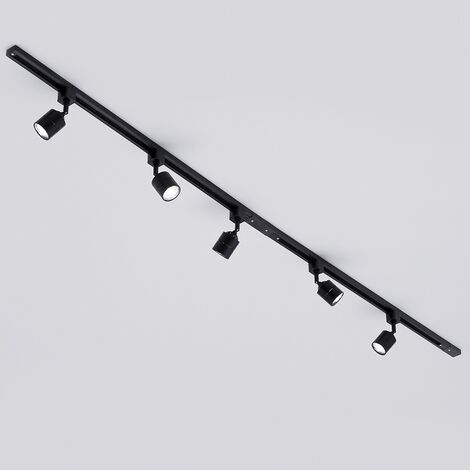 Litecraft 2M Kitchen Track Light With 5 Soho Fixture & LED Bulbs - Black
