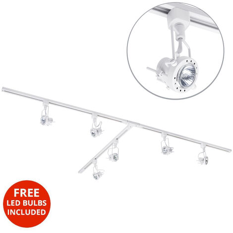 Litecraft 3M T Shape Track Light With 6 Greenwich Fixture & LED Bulbs ...