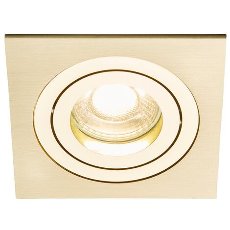 Litecraft Evra Recessed Downlight Square Tiltable Ceiling Spotlight - Brass