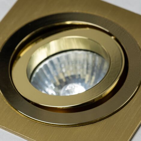 Litecraft Evra Recessed Downlight Square Tiltable Ceiling Spotlight - Brass