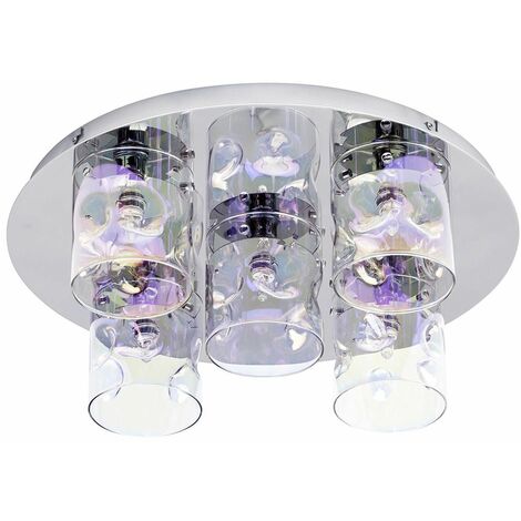 Visconte Monet Ceiling Light Semi Flush 5 Arm With Petroleum Tint Shade ...